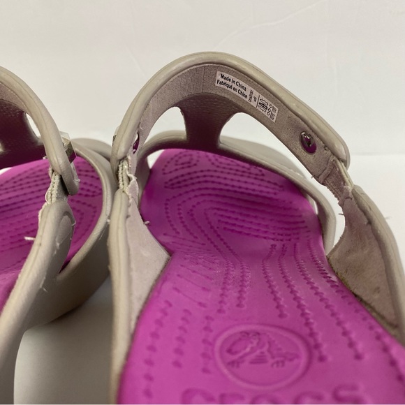 CROCS | Shoes | Crocs Cyprus V Wedge Heel Gray And Purple Size 6 | Poshmark